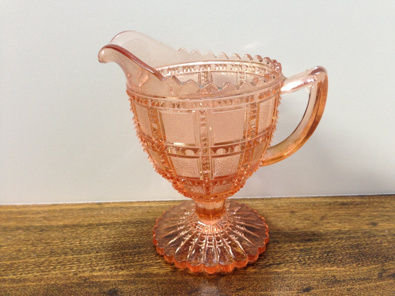 Imperial Glass Beaded Block Depression Glass Pink Creamer-1930’s ...