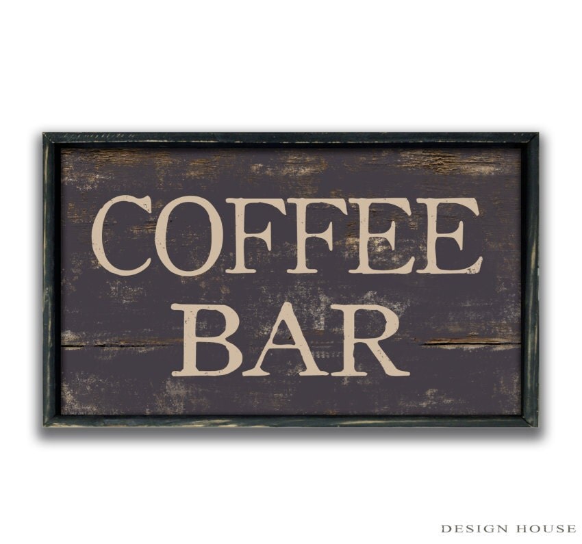 Handmade Wood Coffee Bar Sign Business signs Coffee shop signs