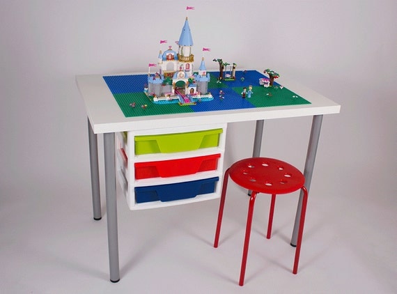 LEGO Desk with attached 3 drawer storage unit by BricksbyJaxs