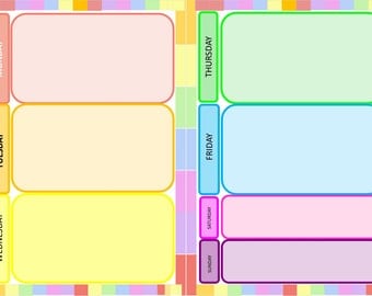 Rainbow Template Personal Planner Weekly schedule at a glance