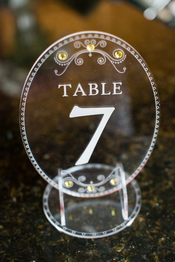Acrylic Laser Engraved Table Numbers by ElegantLaserDesigns