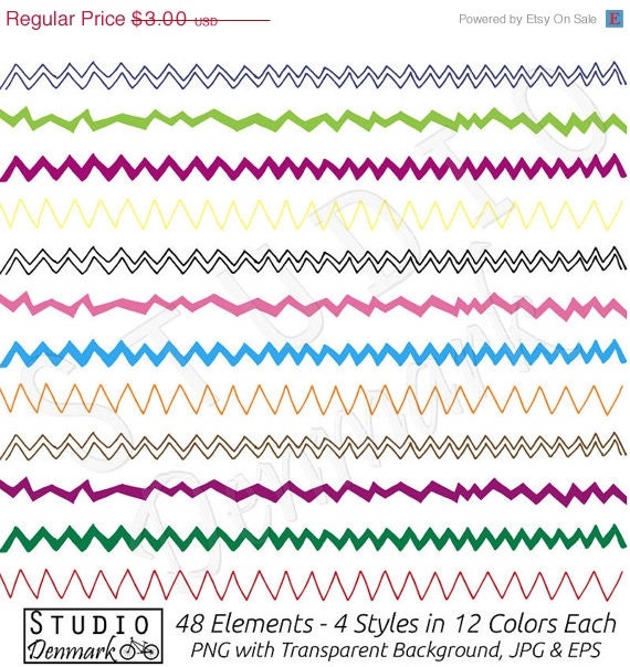 SALE Doodle Chevron Borders Clipart Set – Commercial Use Doodle Vector ...