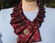 Pleated Silk Ascot - Ruffled Neck Scarf - Silk Necktie Accessory ...