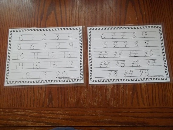 2 Laminated Numbers 0-20 Dry Erase Worksheets. by teachatdaycare