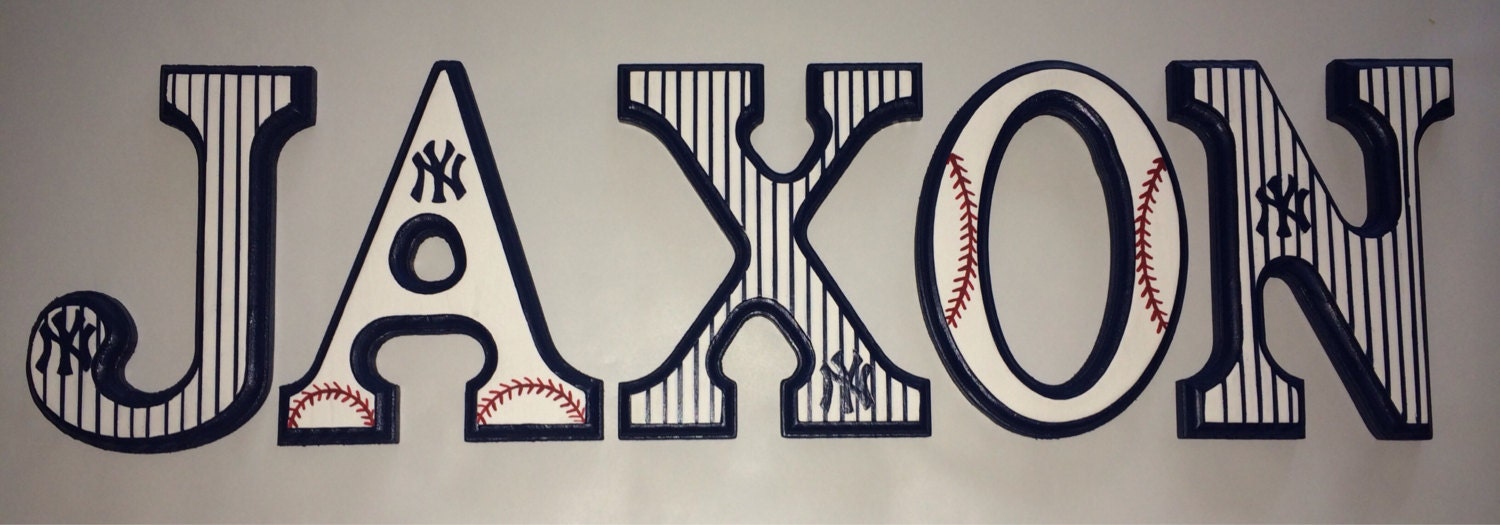 Hand painted custom NY Yankee wall letters by TraciLetterCreations