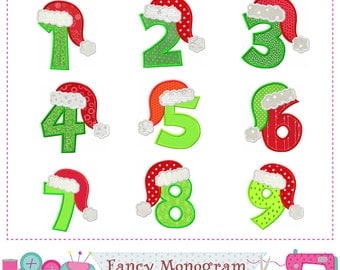 Christmas Number 1-9,Birthday Number applique ,Santa Claus number ...