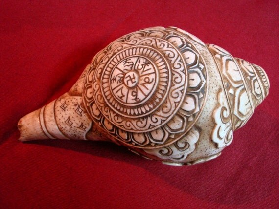 Items similar to Sankha/ Conch Carved Handmade in Nepal on Etsy