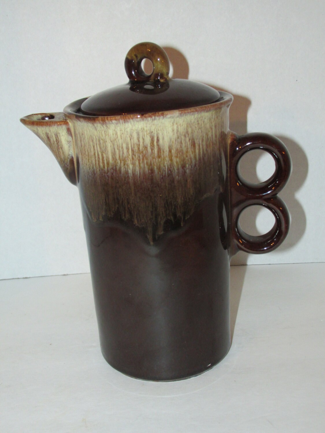 Vintage Tall Brown Drip Pitcher with Lid – Pottery – Haute Juice
