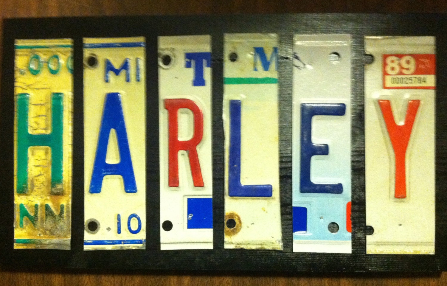 Custom Vintage License Plate Sign 6 letters by ShopTeacherDesigns