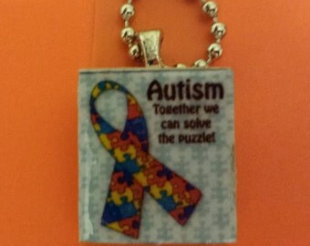 Scrabble Tile Pendant "AUTISM"