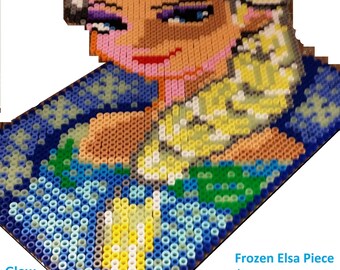 Frozen Elsa Perler Bead Art Piece Glows in the Dark!
