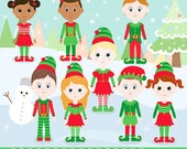 Items similar to Christmas clipart: "Christmas Spirit" with elf clipart ...