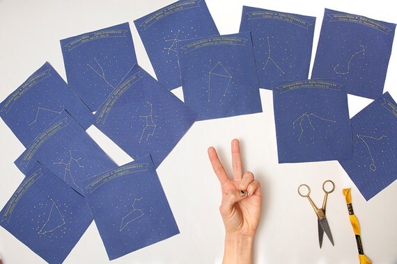 Any Two Zodiac Embroidery Kit diy constellation by MiniatureRhino