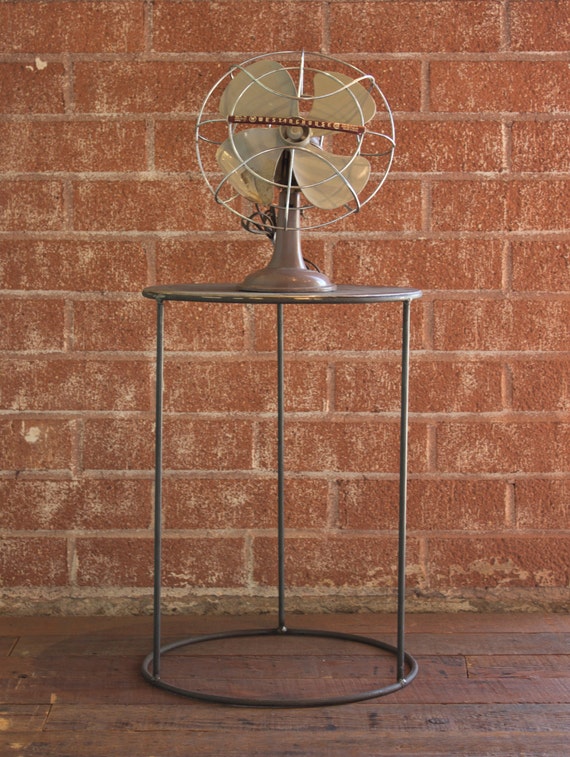 Round Industrial Steel Side Table by CroftHouseLA on Etsy