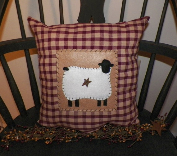 UNSTUFFED Primitive Pillow Sheep Country Cushion Home Decor