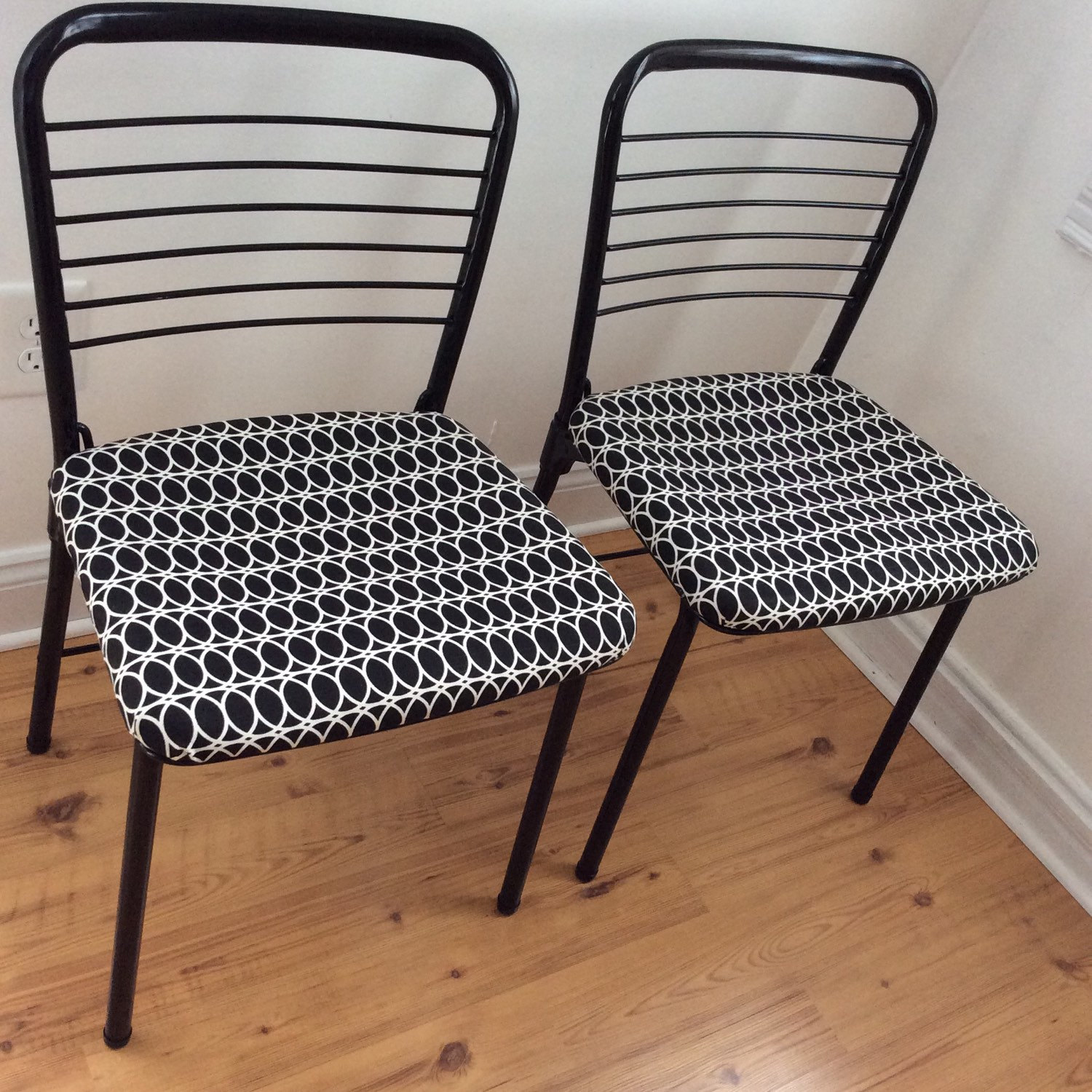 Mid Century Mod Chair Set Cosco Fashionfold – Geometric Upholstered ...