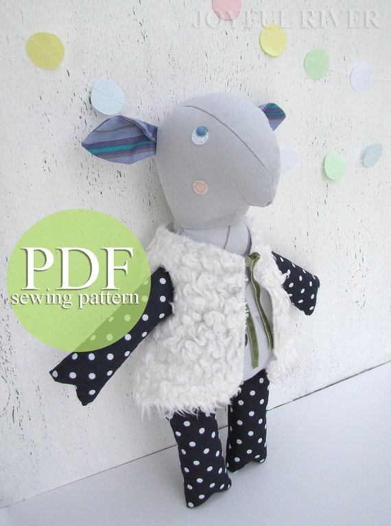 Stuffed toy sheep pdf sewing pattern - Lamb softie Nursery decor DIY ...