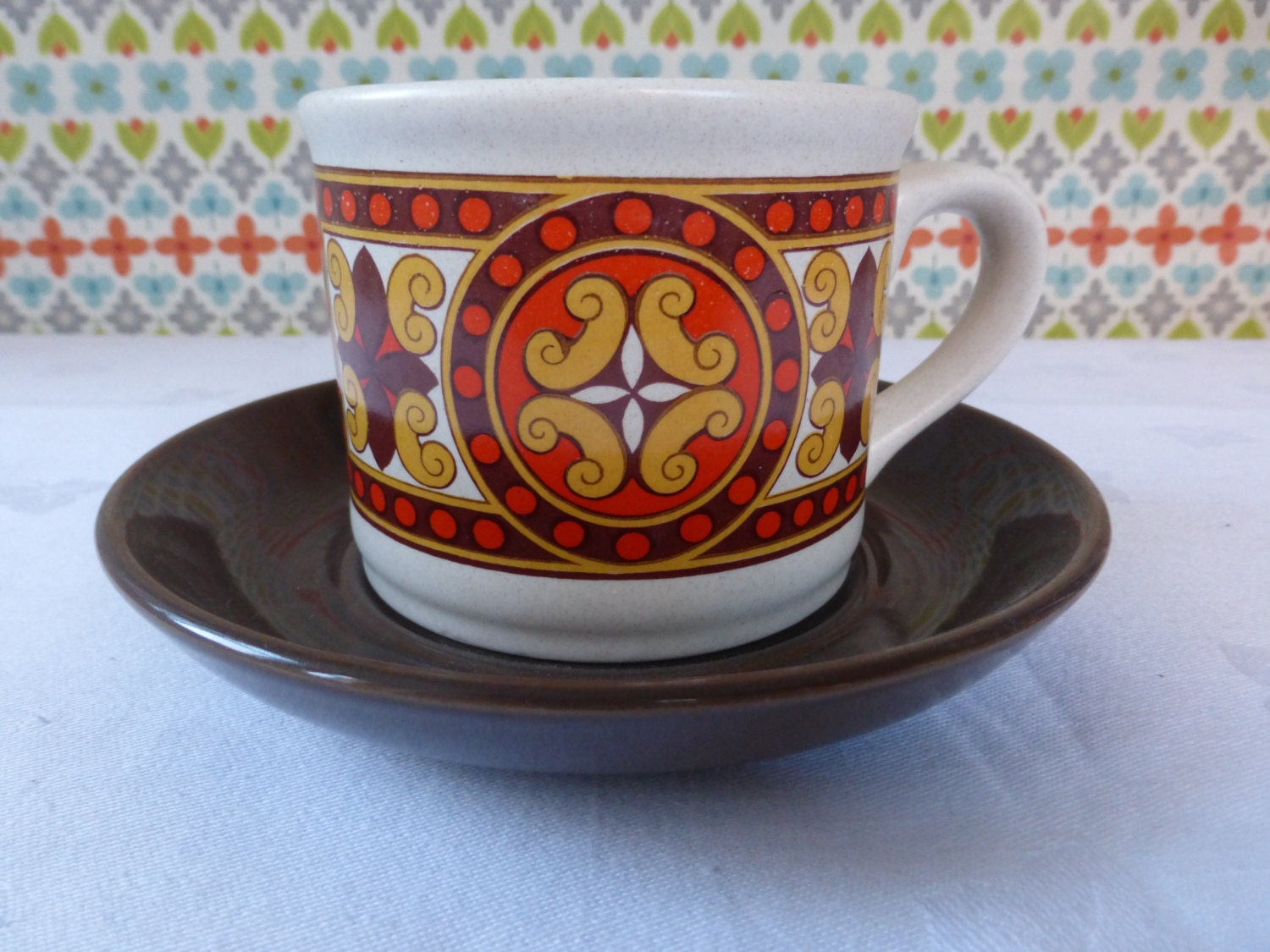 gorgeous retro Sadler cup and saucer – 1970s retro china – orange and ...