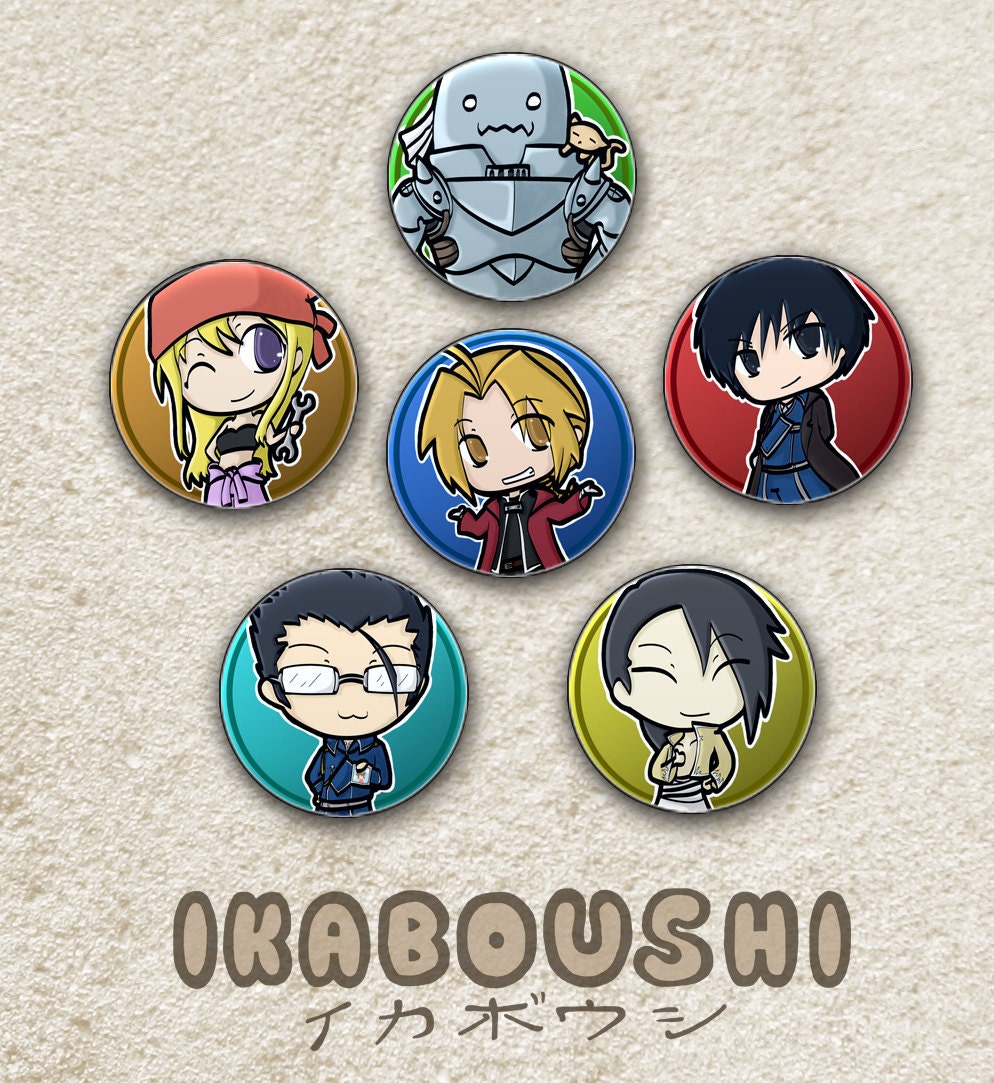 Fullmetal Alchemist Inspired Pinback Buttons (Set of 6) – Cool Pinback ...
