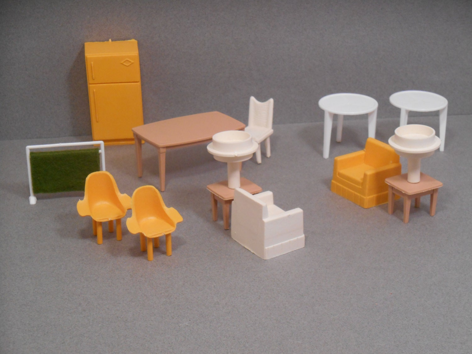 Mid Century Plastic Doll House Furniture in Ivory, Harvest Gold and Tan ...