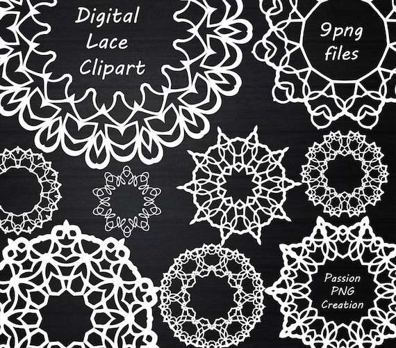 Items similar to White Lace Doilies Clipart, Digital Lace Clip art ...