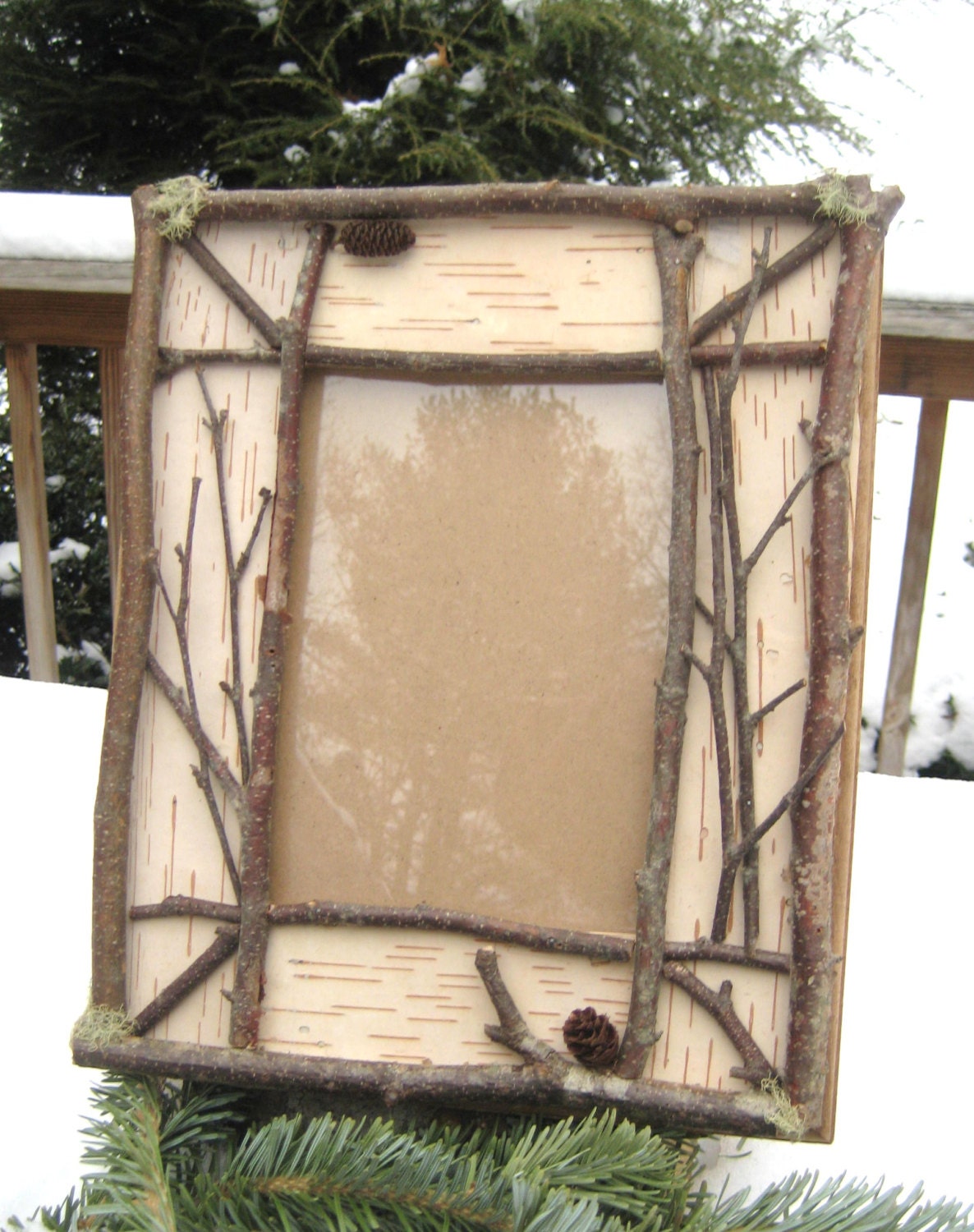 Birch Bark Frame/ Wall hanging. Handmade. by BarnwoodandBirch