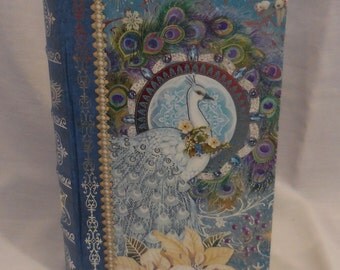 Victorian Decor Book Box 'Christmas Peacocks' X-Small Keepsake Book Box ...