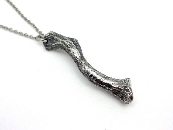 Human Clavicle Bone Necklace in Pewter Anatomical by Farjil