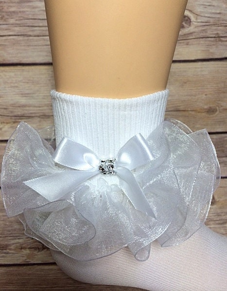 White Organza Ruffle Socks