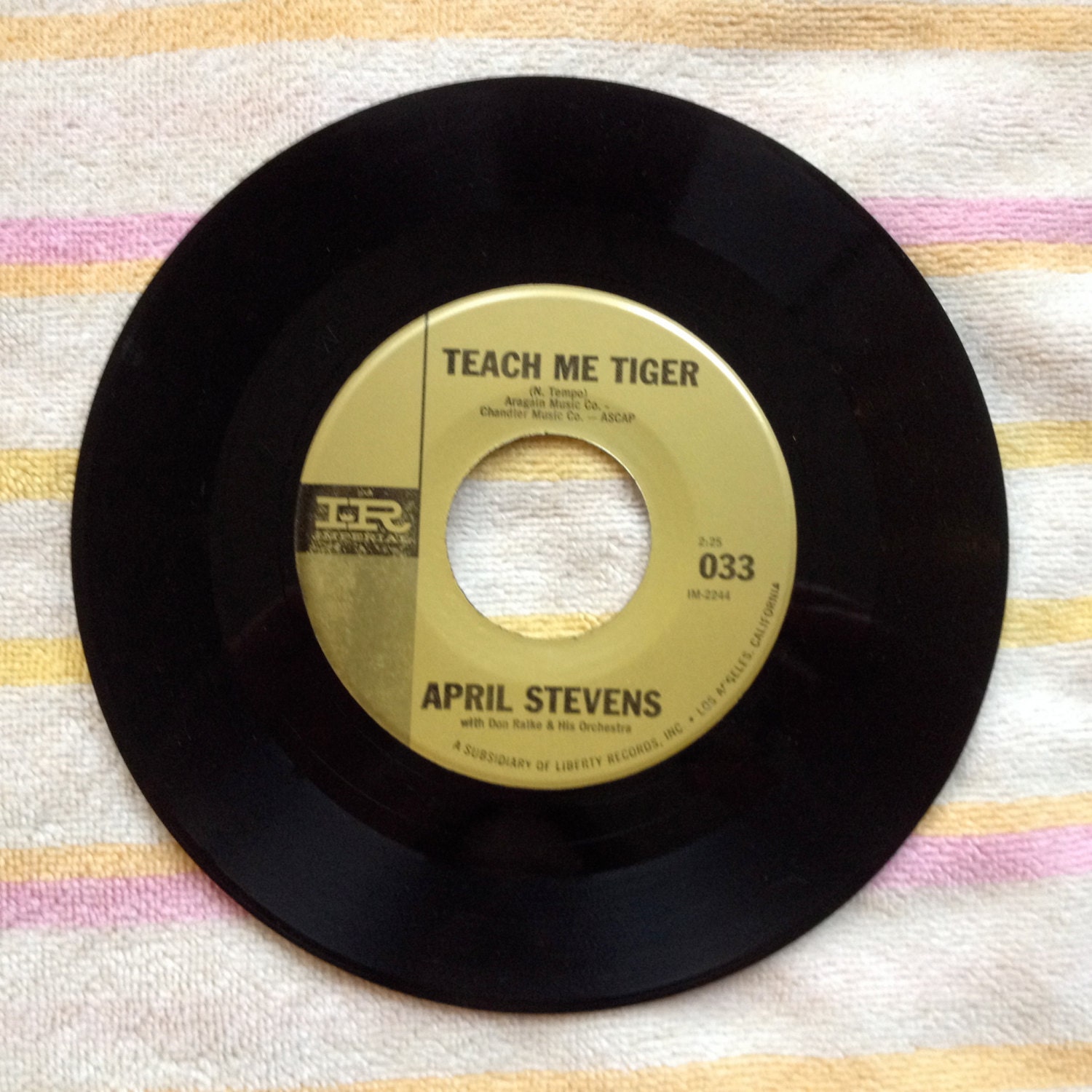 April Stevens single 45 rpm Teach Me Tiger by RamblinRecords