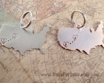 Country Keychain Set of Two Choose Your Countries Handmade