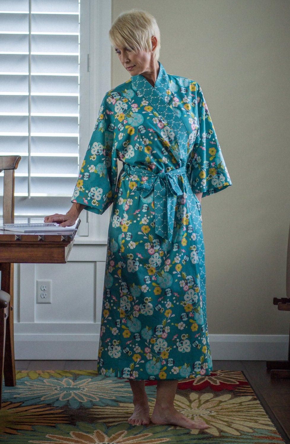 Kimono Robe Long Womens robe Kimono style robe by KimonoRobeJSues