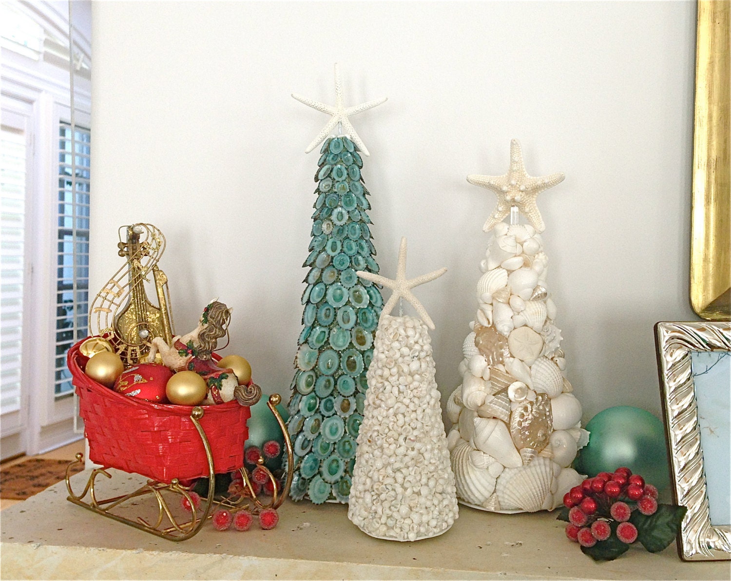 Seashell Christmas Trees Set of 3 Shell Trees/Seashell
