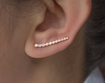 Fine Silver Ear Cuffs , Rose Gold Plated Silver with Zircon Gems ...