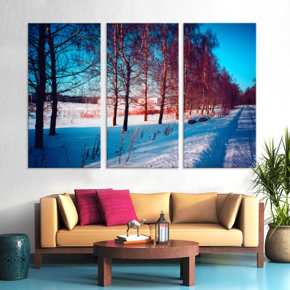 3 Panel Split Triptych Winter Snow Photo Canvas Print