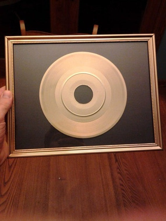 Items similar to Decorative Gold 45 Record with Frame on Etsy