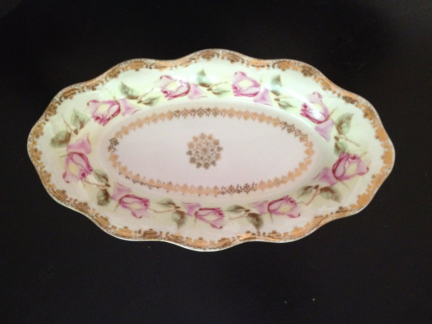 Vintage Rose China Serving Dish, Antique Serving, Vegetable Dish, Oval ...