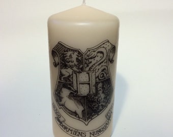 Handmade Hogwarts Crest Candle