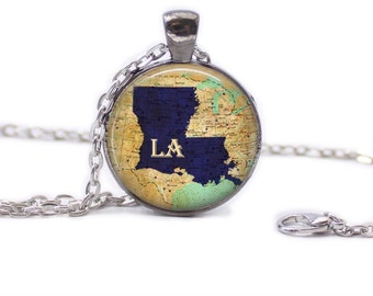 Destin Florida Map Pendant Map Necklace Florida by LarsonAndDavis