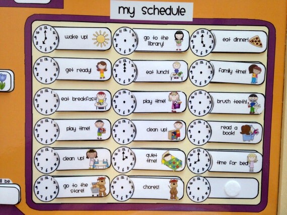 Daily Kids Calendar Schedule Activity & Chore Chart Velcro
