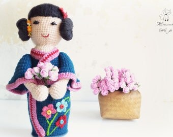 Amigurumi Crochet Doll Pattern Japanese Kimono Doll Anime