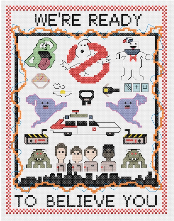 Items similar to Ghostbusters Cross Stitch Sampler on Etsy