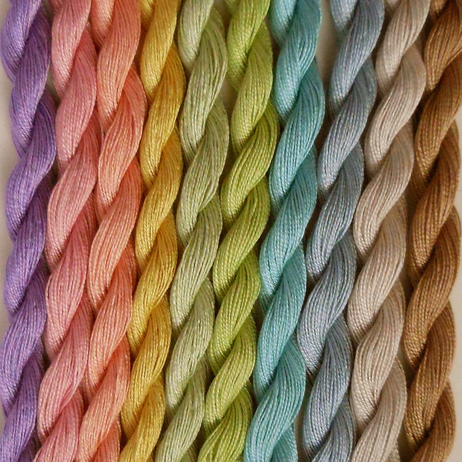 Hand Dyed Embroidery Thread Pack 10 colours Pastels