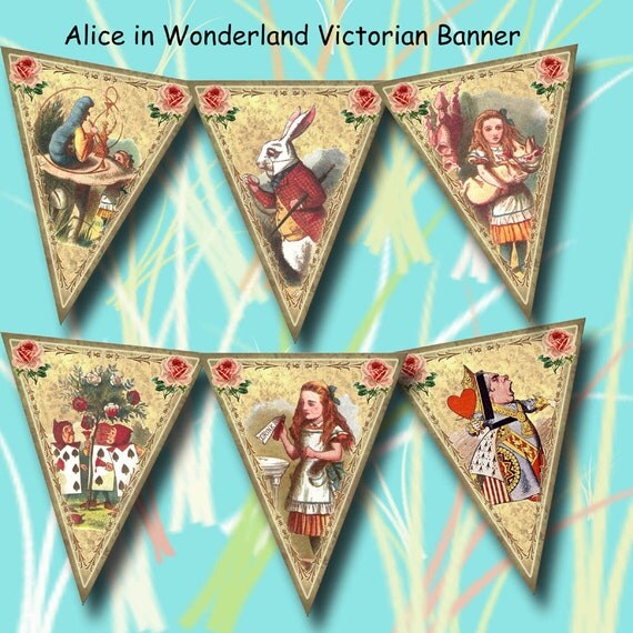 ALiCe in WoNDeRLaND ViCTORIAN BaNNeR Pennants Flags-Printable