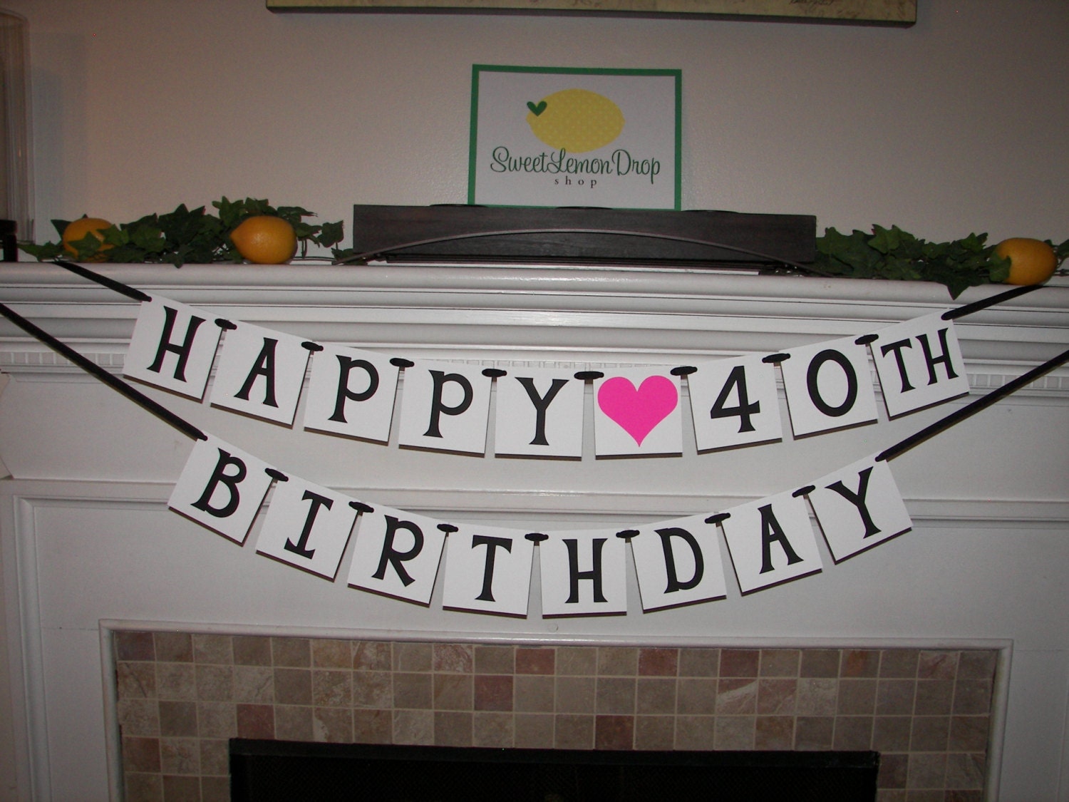 HAPPY 40th BIRTHDAY Banner Custom Age Birthday Banner