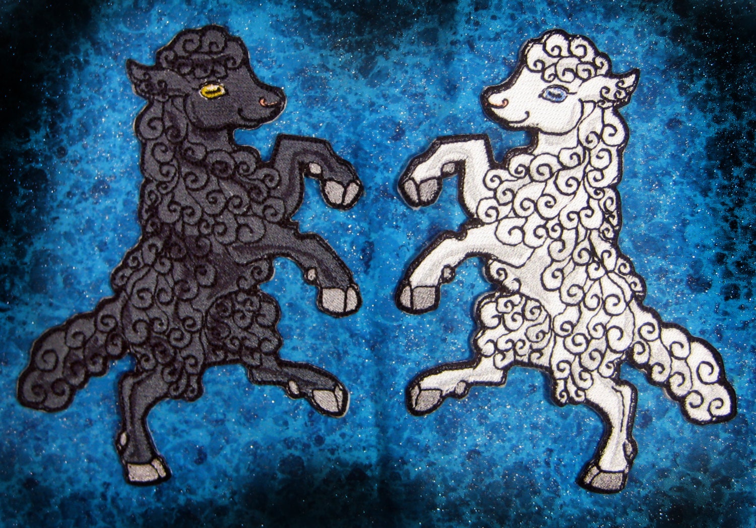 HUGE Rampant Sheep Lamb Heraldic Heraldry Iron on Patch Many