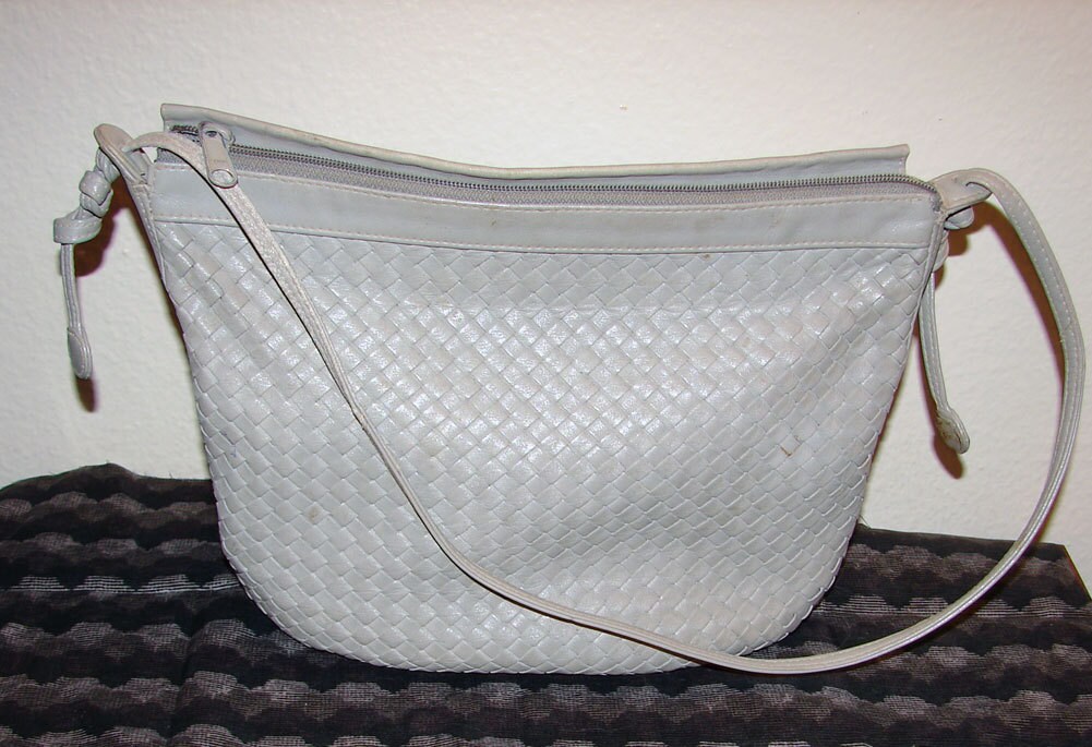 Soft Gray Woven Leather GANSON Shoulder Bag – Haute Juice