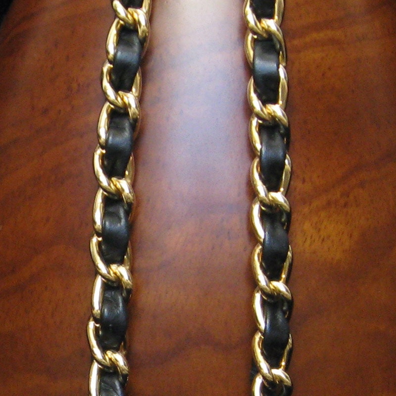 Classic GOLD Chain Bag Strap with Leather Weaved Through