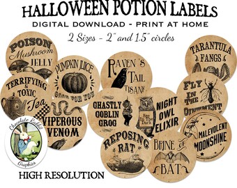 Vintage Halloween Witch Potion Bottle Labels by chocolaterabbit