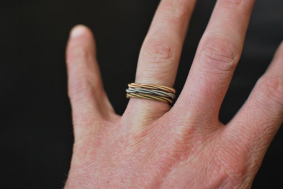 3 Stacked Guitar String Rings Guitar Gifts Stacking by dremeWORKS